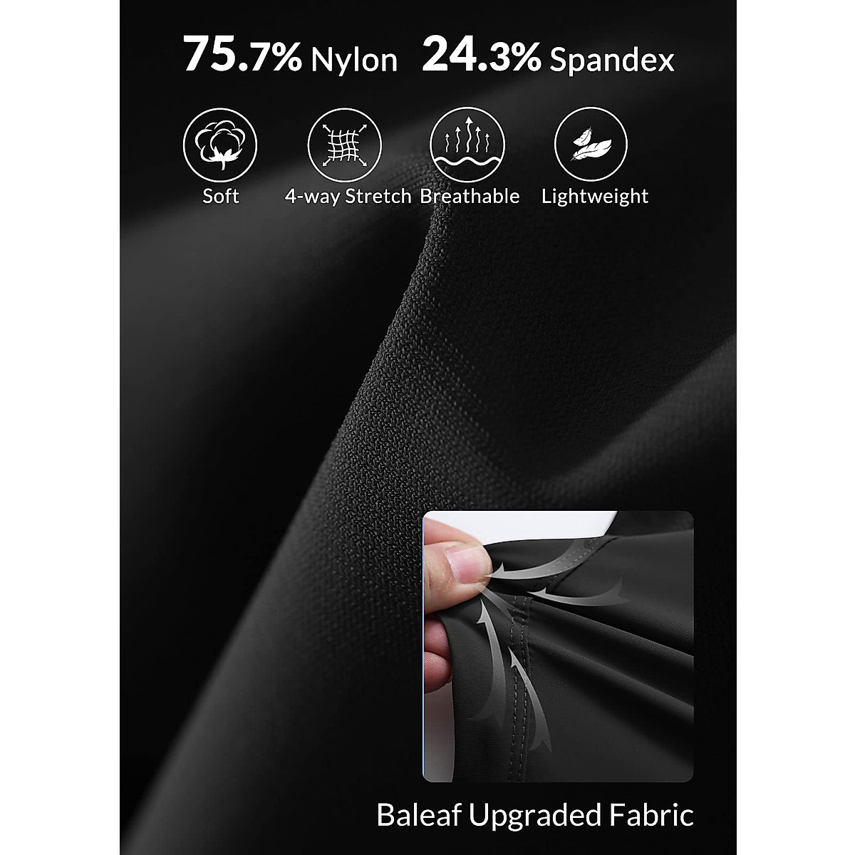 BALEAF Men's Lightweight Joggers Quick Dry Cargo Pants UPF 50+ Stretch Jogger Pants Hiking Outdoor Running Track Workout Black L