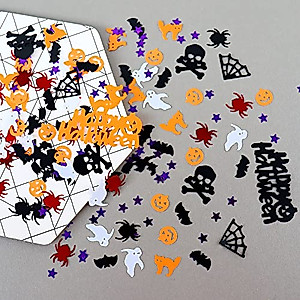 Keaziu 966PCS Halloween Table Confetti Happy Halloween Confetti Pumpkin Spider Cat Star Confetti Halloween Sequins Table Scatter for Halloween Table Decorations 30g