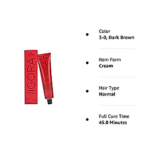 Schwarzkopf Professional Igora Royal Permanent Color Creme, 3-0, Dark Brown, 60 Gram