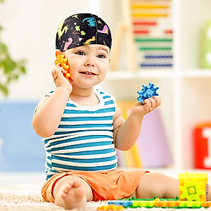 4 Pcs Baby Satin Durags Kids Satin Durags Dinosaur Outer Space Car Animals Headwraps with Long Tail for Baby Toddler Boy Girl (Dinosaur Style)