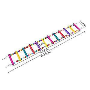 LITTLEGRASS 12 Steps Bird Toys 31 inch Wood Bird Ladder, Step Parrot Ladder Swing Bridge,Bird Cage Accessories Decorative Flexible Cage Wooden Rainbow Toy Parakeet Birdcage Training