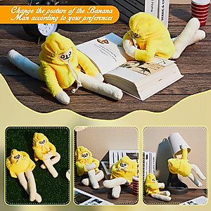 Zhanmai 2 Pieces Banana Doll Plush Stuffed Man Toy with Magnet Pose Funny Man Doll Decompression Toy Plush Pillow Toy Stuffed Doll Toy Present for Teens, Yellow, 7.1 Inch/ 18 cm