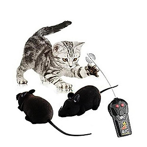 Giveme5 Wireless Remote Control Mock Fake Rat Mouse Mice RC Toy Prank Joke Scary Trick Bugs for Party and for Cat Puppy Funny Toy (Black)