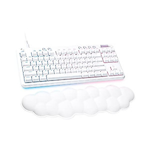 Logitech G713 Wired Mechanical Gaming Keyboard with LIGHTSYNC RGB Lighting, Clicky Switches (GX Blue), and Keyboard Palm Rest, PC/Mac Compatible - White Mist