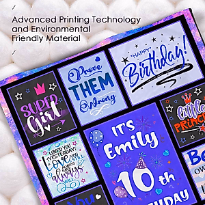 Newcos Customized Congrats Blankets for Girls for 10th Birthday, Gifts for Mom Daughter, Custom Birthday Blankets for Napping Camping for Home Bed Sofa Decoration (Blue Purple) 30"x40"