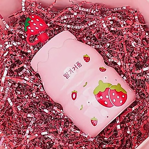 Uptotop 4oz Crinkle Cut Paper Shred Filler for Gift Wrapping Basket Filling, Birthday, Christmas, Thanksgiving, Wedding, Mother's Day, Glitter Pink (4 oz)