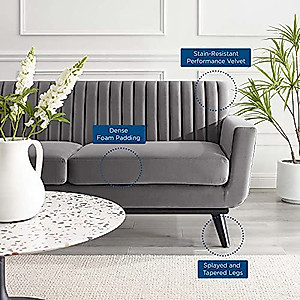 Modway Engage Channel Tufted Performance Velvet Loveseat in Gray
