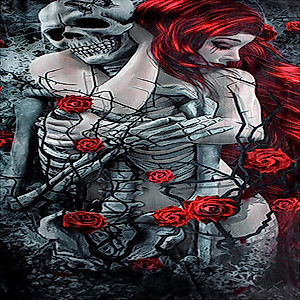 Duvet Cover Full Skull Bedding - 3 of Set Love Never Dies Duvet Cover with Zipper Closure, Super Soft, Fashion, ZHH