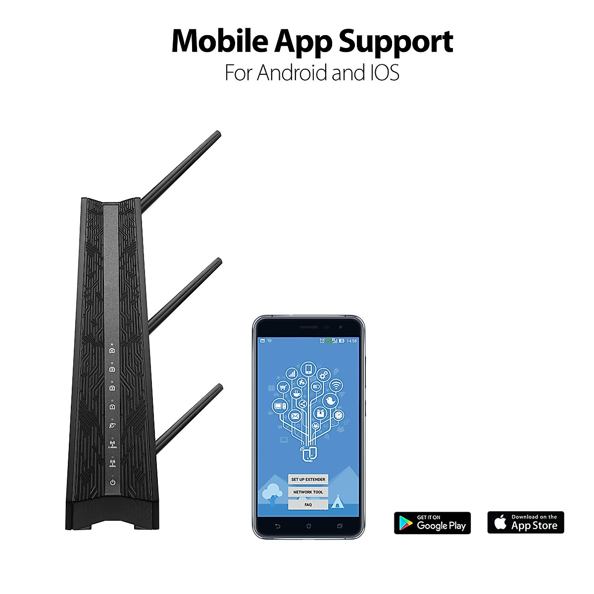 ASUS Dual Band WiFi Repeater & Range Extender (RP-AC1900) - Coverage Up to 3000 sq.ft, Wireless Signal Booster for Home, AiMesh Node, Easy Setup (Renewed)