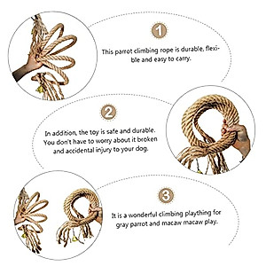 Ipetboom 3 pcs Bird Medium Bungee for Small L Chew Toys Size Macaw Conure Toy Parrot Bungees Cotton Grey Plaything Pet Stand Hanging Rope Bar Perch Pendant Climbing Cage