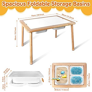 TERRAMUS Kid's Table, Toddler Sensory Table, Play Sand & Water Table with 3 Toy Storage Bins, Wooden Children's Desk for Art, Study, Drawing,Dinning, Activity Table Indoor Outdoor,Gifts for Boys Girls