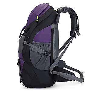 RuRu monkey 50L Hiking Backpack, Camping Backpack for Outdoor Traveling Women Men (Purple)