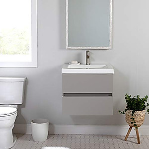 Spring Mill Cabinets Innes Floating Bathroom Vanity with 2 Drawers and White Sink Top, 30.5" W x 18.87" D x 22.25" H,Grey