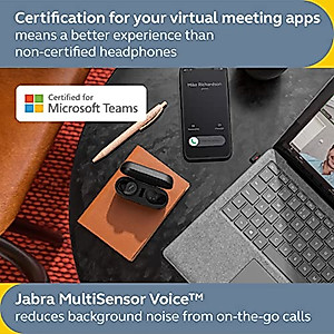 Jabra Evolve2 True Wireless Earbuds - in-Ear Bluetooth Earbuds with Active Noise Cancellation & 4-Mic MultiSensor Voice Technology - Microsoft Teams Certified, Works with All Meeting Apps - Black