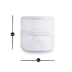 Smart Design Intimate Wash Bag with Safety Zipper - Set of 2 - Washing Machine Safe - Fine Mesh Nylon Polyester - Bra, Hosiery, Pantyhose, Delicates, Lingerie, & Baby Clothes - 6.5 x 5.5 Inch - White
