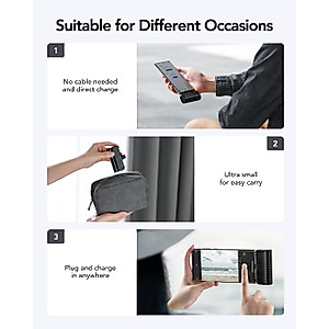 VRURC Mini Portable Charger Fast Charging, Built-in USB C in & Out Connector Power Bank 5000mAh,20W Battery Pack with Foldable Stand for iPhone 15,Samsung, Android Series-Black