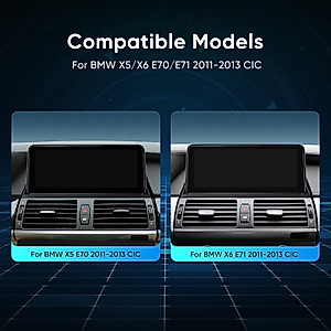 For BMW X5 E70 X6 E71 2011 2012 2013 CIC Upgrade Stereo Car Radio Qualcomm 665 (4GB + 64GB) Built-in 4G LTE Module GPS Navigation Wireless Apple CarPlay Android Auto 10.25 inch 1920 x 720 Touch Screen