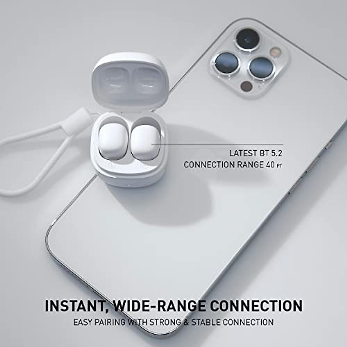 ADV. 500 True Wireless Earbuds, World's Smallest Wireless BT 5.2 Earphones Wide-Range Connection, Touch Control, Built-in Mic, Powerful Sound with Deep Bass [White]
