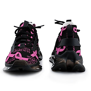 Pink Breast Cancer Awareness Women's Walking Running Shoes Athletic Tennis Fashion Sneakers for Men