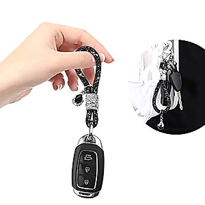 Jawmoy Pack-1 Bling Car Keychain, Rhinestones Keychain Accessories, Metal Crystal Key Chain Ring (Black)