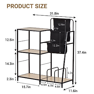 fusehome Record Player Stand, Turntable Stand Holds Up to 200 Albums with 3 Storage Shelves, Vinyl Records Cabinet Display Rack, Magazine Holder Record Player Table for Living Room, Bedroom, Office