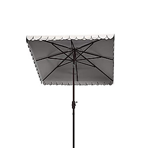 Safavieh PAT8406C Outdoor Elegant Valance Beige and White 7'6" Square UV Protected Umbrella