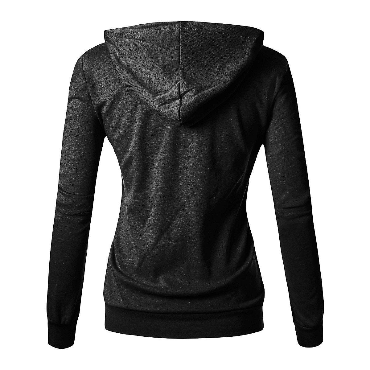 GIVON Basic Lightweight Zip Up Hoodie Long Sleeve Thin Hooded Jacket for Women with Plus Size / DCF200-CHARCOAL-M