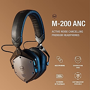 V-MODA M-200 ANC Noise Cancelling Wireless Bluetooth Over-Ear Headphones with Mic for Phone-Call, Matte Black