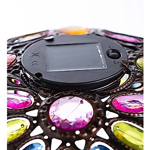 Wind & Weather Metal Solar Lighted Mushroom 13.25-Inch Diameter by 20.5-Inch High Home and Garden Decor Solar Mushroom with Acrylic Beads Glows at Night with Solar Panel