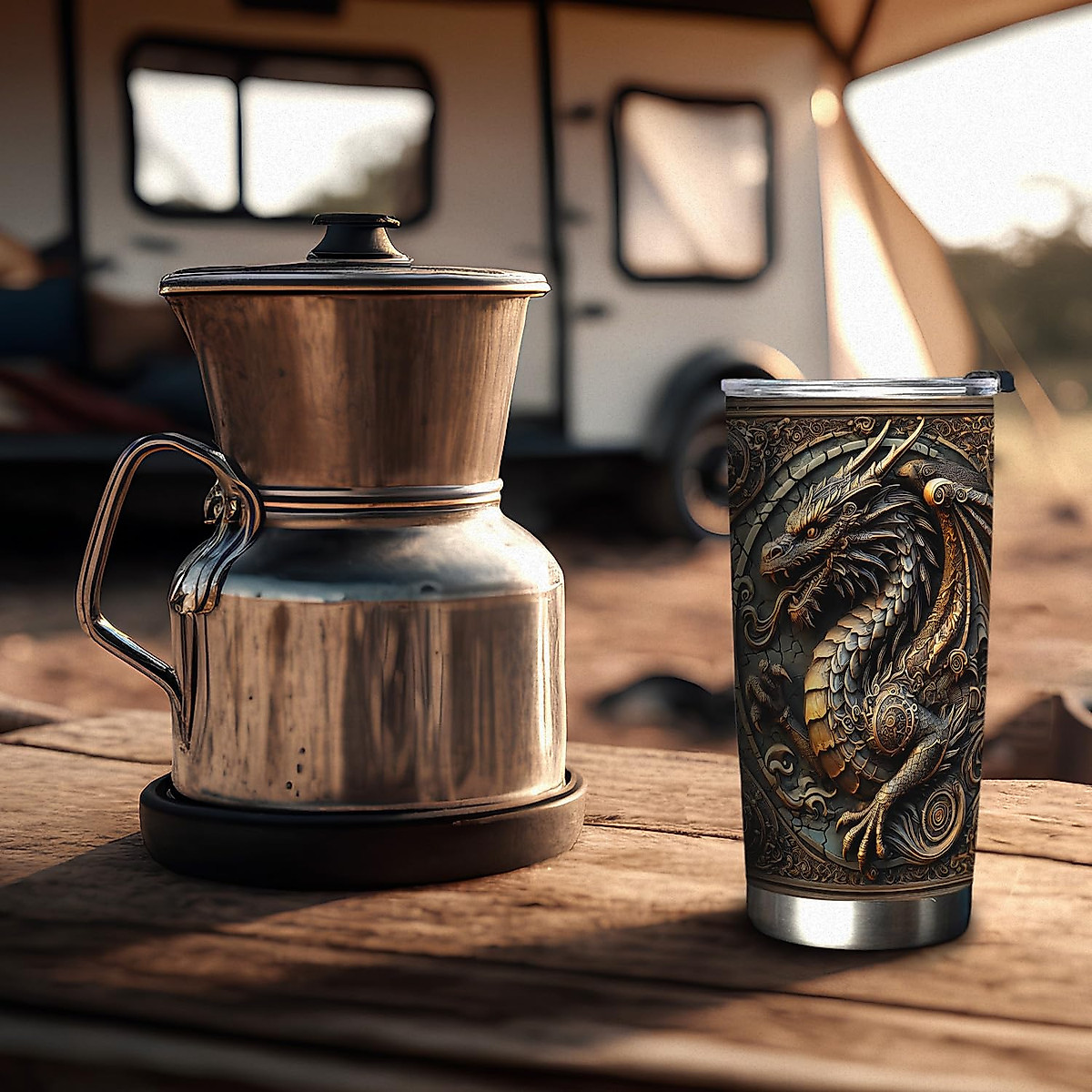 20oz Viking Dragon Tumbler, Norse Mythology, Viking Gifts for Men, Gaming, Gamers Gifts, Coffee Thermos, Stainless Steel Double Wall Vacuum Insulated Coffee Mug, Travel Cup with Lid