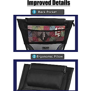 DRAXDOG Camping Chair, 2 Way Compact Backpacking Chair, Portable Folding Chair, Beach Chair with Side Pocket, Lightweight Hiking Chair 001 (Black)