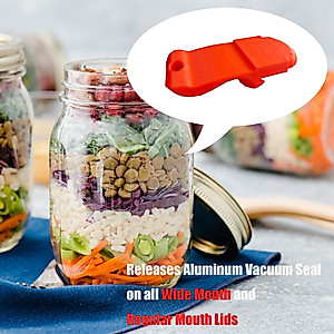 JILINWEI Canning Jar Opener, Mason Jar Opener Canning Tools for Releases Aluminum Vacuum Seal on all Wide Mouth and Regular Mouth Lids,Red