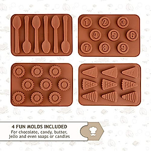 La Patisserie 1.5 Quart Double Boiler w/ 4 Chocolate Molds - 3 Piece Stainless Steel Double Boiler Pot for Melting Chocolate, Candle Making, Soap Melting and Wax Melting…