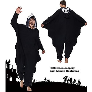 Dodheah Plague Doctor Onesie Costume Black Steampunk Jumpsuit Cartoon Pajamas Cosplay One-piece Halloween Dress Up Outift for Adult Grey M