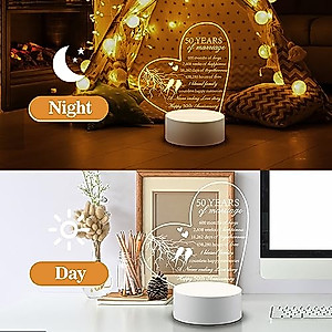 BeauGift 50th Anniversary Wedding Gifts for Couple, 50 Years Golden Anniversary Marriage Gifts for Her Him, Happy Anniversary Romantic Gifts, 50th Anniversary Night Light Gifts for Wife from Husband