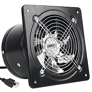 Fepinc Exhaust Fan with Plug, 8 inch 735CFM Through-the-Wall Extractor Exhaust with Light Weight Pure Copper Motor, Ventilation Fan for Kitchen, Bathroom, Toilets, Bedroom, and Office, 110V, Black