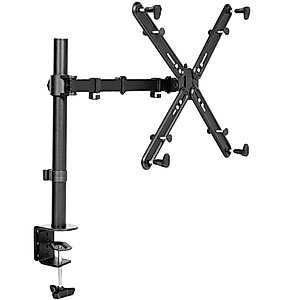 VIVO Non-VESA Dual Monitor Arm Desk Mount with VESA Adapter Brackets, Holds 2 LCD LED Screens up to 32 inches without VESA Holes, Fully Adjustable Stand with C-Clamp, Grommet Base, Black, STAND-V002VA