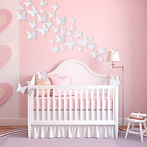 120 Pieces 3D Butterfly Wall Stickers 3 Sizes Removable Butterfly Mural Decals for Baby Kids Room Wedding Home Fridge DIY Art Decor (White)