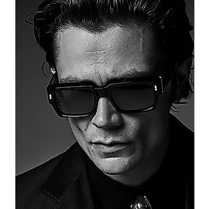 EYLRIM Square Frame Sunglasses for Women Men Fashion Rectangle Sun Glasses UV400 Protection Black Shades(A1 Black/Grey)