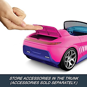 Barbie Hot Wheels RC Toy Car, Remote-Control Pink Convertible, Can Hold 2 Fashion Dolls & Trunk Opens for Storage, Sticker Sheet for Customizing