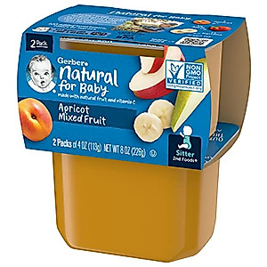 Gerber Natural for Baby 2nd Foods Baby Food Tubs, Apricot Mixed Fruit, Made with Natural Fruit & Vitamin C, Pureed Baby Food, 2-4 Ounce Tubs/Pack (Pack of 4)