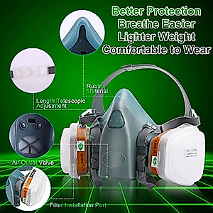 DADUMK Reusable Spray Paint Respirator, Welding Fume Half Face Cover Set for Paint, Dust, Chemical, Epoxy Paint, Woodworking and Organic Vapor Gas