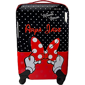 Disney Luggage Kids Suitcase Minnie Mouse Carry on Hardshell Rolling Spinner Suitcase Travel Bags Gifts Trip Accessories - Personalized Minnie Mouse with Your Name