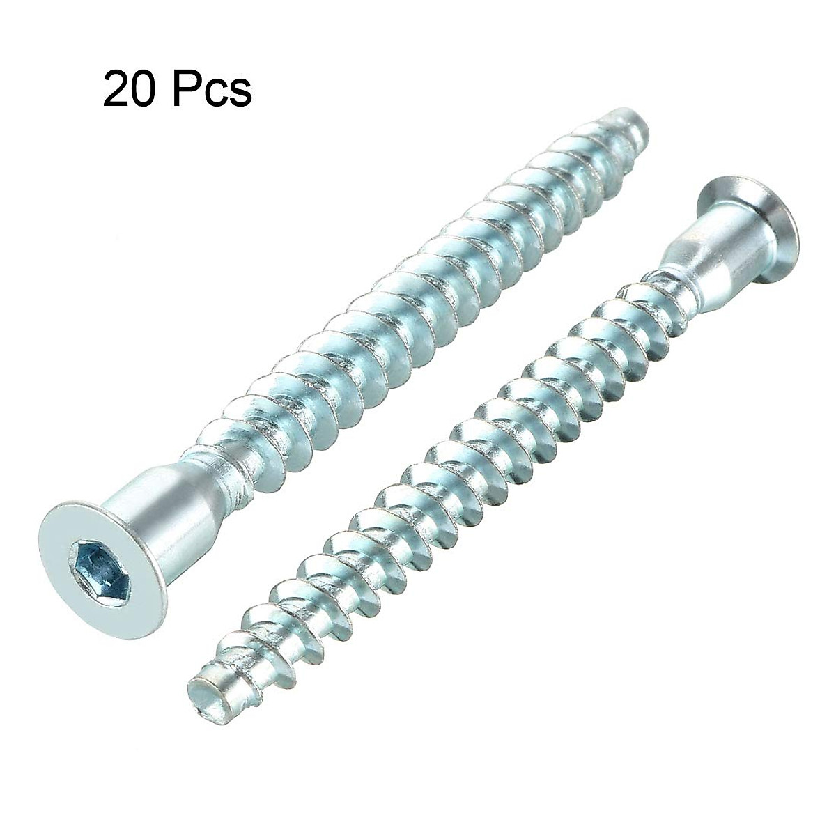 uxcell Furniture Confirmat Screw 7x69mm Hex Socket Wood Screws Zinc Plated 20pcs