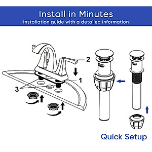 VXV Bathroom Faucet Matte Black, 2 Handles Low Arc Bathroom Sink Faucets, 4 Inch Centerset Bathroom Lavatory Faucets, Bathroom Faucets Set with Pop-up Drain & Faucet Supply Lines (MB)