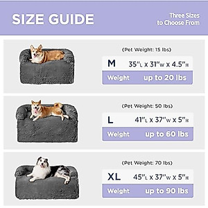 Lesure Calming Dog Couch Bed, Waterproof Dog Sofa Bed for Furniture Protector with Memory Foam Filling and Anti-Slip Handle, Removable Washable Pet Mat Cover, Dark Grey