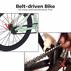 A11N SPORTS BELSIZE 20-Inch Belt-Drive Kid's Bike, Lightweight Aluminium Alloy Bicycle(only 14.82 lbs) for 7-10 Years Old