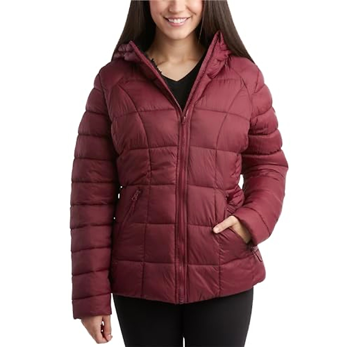 Reebok Women's Winter Jacket - Heavyweight Quilted Puffer Parka Coat - Sherpa Lined Ski Jacket for Women (S-XL), Size X-Large, Classic Maroon