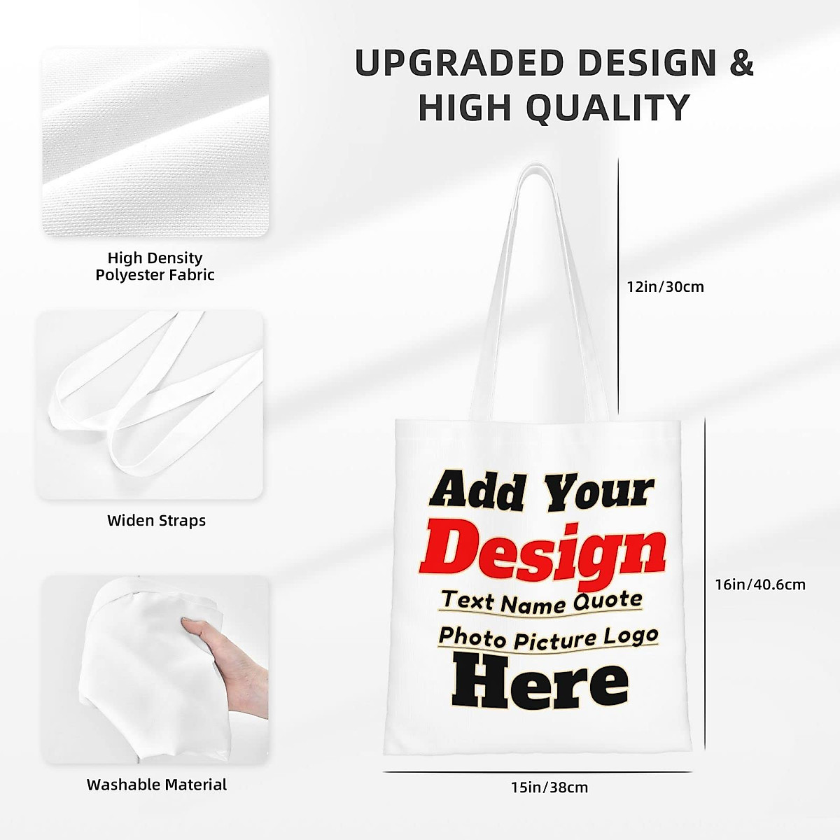 Customize Tote Bag Custom Canvas Tote Shopping Bag Your Own Logo Picture Text Name Personalized Gifts For Business Travel Birthday Wedding Holiday