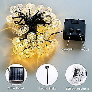 zecheng 2 Pack 60 LED Solar String Lights Outdoor Waterproof 46FT Crystal Globe Lights 8 Modes,Solar Lights for Outdoor Garden Yard Wedding Party Porch Holiday Decoration